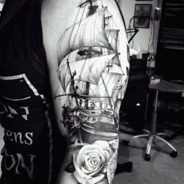 Top 30 Ship Tattoos For Men - Lazy Penguins